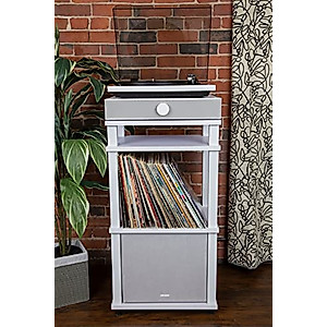 Andover Audio SpinStand Rack for Records and Audio Components - Metal-Reinforced, Holds 150 LPs, Optimum Height & Storage Space, Ideal for Turntables, Vinyl, Spinbase, and Hi-Fi Systems - White