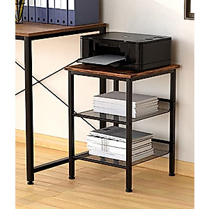 EKNITEY Printer Stand with Storage - 3 Tier Industrial Printer Shelf End Side Table Home and Office
