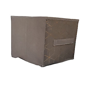 LLGT Set of 2 Fabric Collapsible Storage Cubes 9x9x8 Inch Gray and Gold for Dorm Rooms Homes Cars