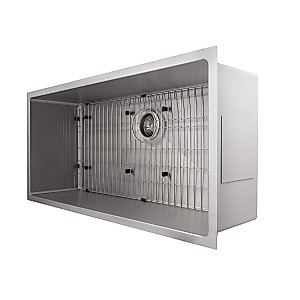 ZLINE 33" Meribel Undermount Single Bowl Stainless Steel Kitchen Sink with Bottom Grid (SRS-33)