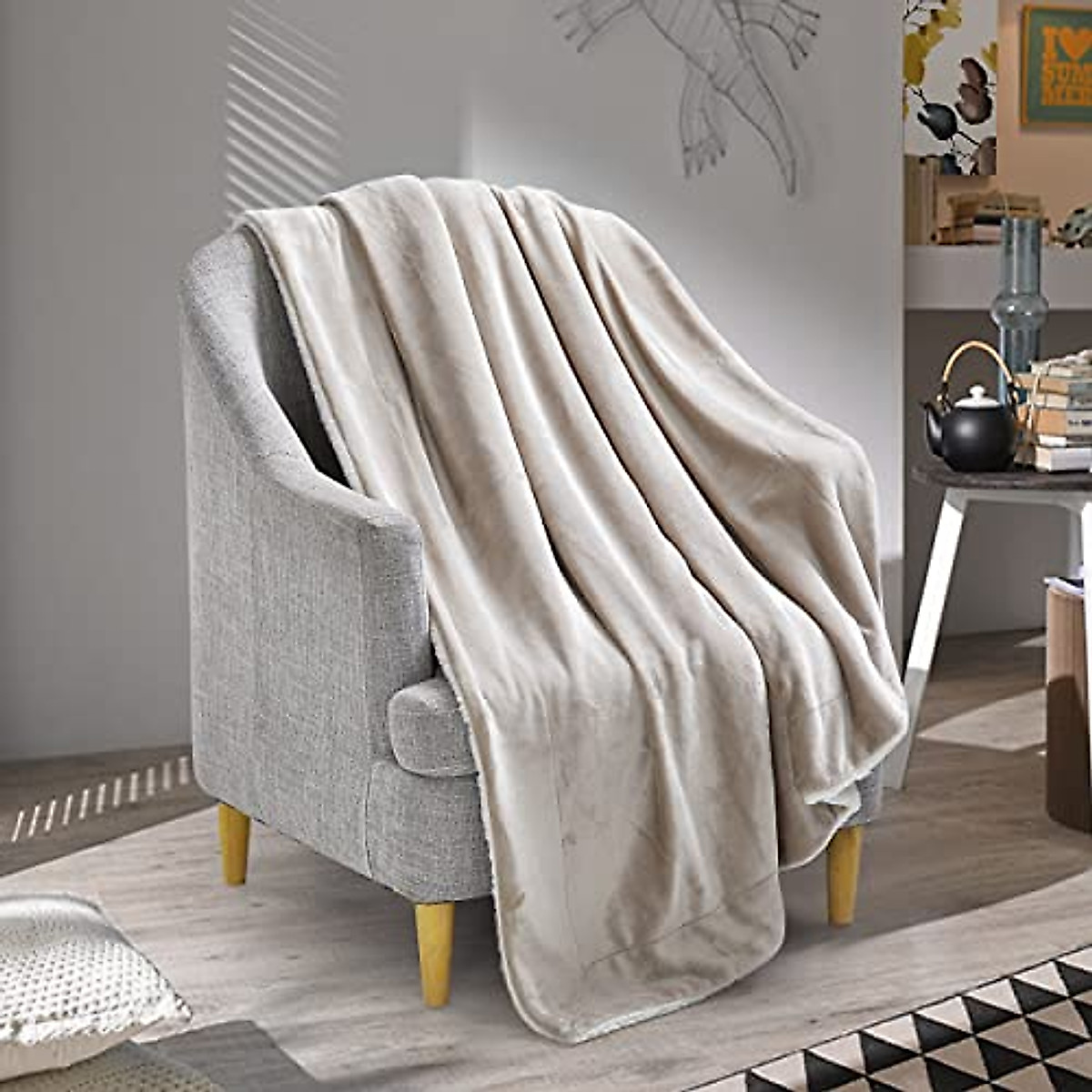 Thesis Sherpa Fleece Throw Blanket for Couch Linen Throw Blanket – Fuzzy Cozy Warm Sherpa Blanket Throw, 50x60 Inches