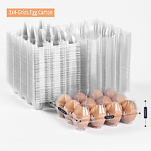 Lifuope 120 Piece Transparent Egg Carton Plastic Egg Cartons Specs3×4 12 Individuai Plastic Egg Cartons Farm Egg Storage Size7.6×5.9×2.6inch(3x4 12 egg boxes, 120 pieces)