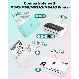 Phomemo Adhesive Thermal Sticker Paper for Phomemo M03/M03AS/M04S/M04AS Wireless Pocket Printer, Black on Green/Purple/Orange, 77mm Width X 3.5m Length, 3 Rolls, Stored for 20 Years