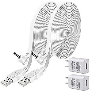 PowGrow Power Charger Adapter Compatible with Stick Up Cam Battery and Spotlight Cam Battery, 30ft/9m Charge Cable to Power Security Camera Continuously, 2-Pack