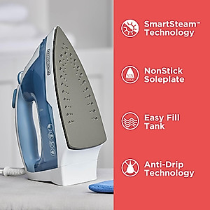 BLACK+DECKER Easy Steam Compact Iron, IR40V , Blue