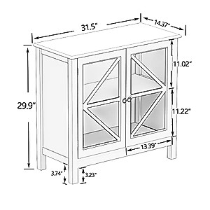 RASOO Sideboard Cabinet Display Buffet Storage Cabinet with Double Framed Glass Doors Entry Cabinet for Home Kitchen Dining Room, Cupboard Console Table, Espresso