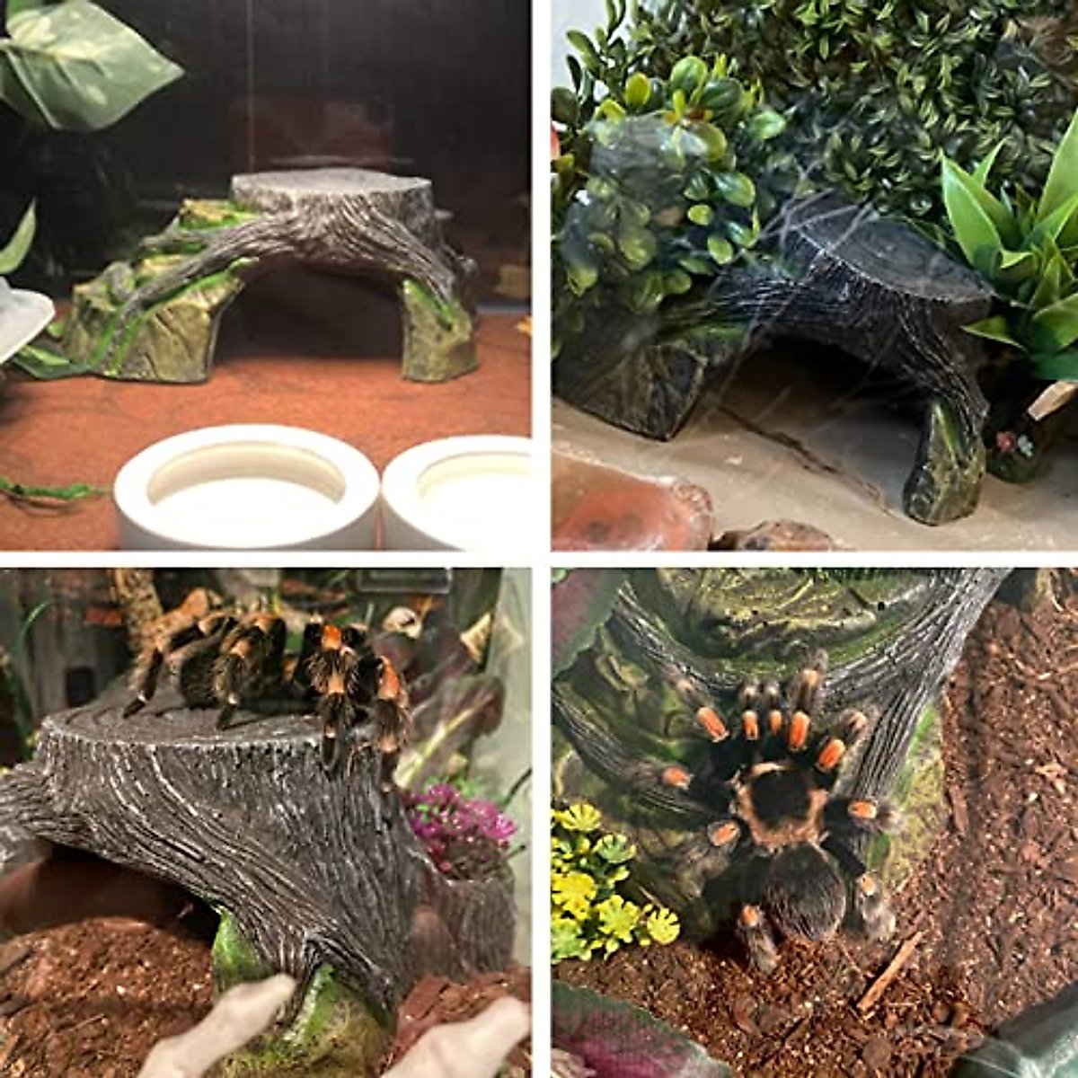 Hamiledyi Reptile Hideout Cave,Resin Simulation Rock Hideout Terrarium Habitat Decortion for Lizards Geckos Chameleons Frogs Turtles Snakes