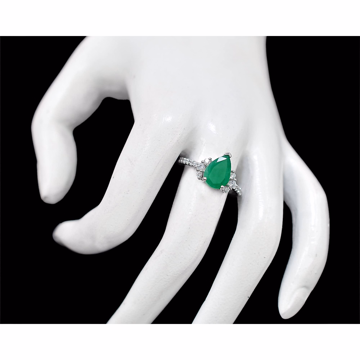 Natural 11X8 MM Green Emerald Gemstone Ring 925 Sterling Silver May Birthstone Art Deco Ring Women Engagement Ring Wedding Gift For Her (Sterling Silver, 11.25 US)