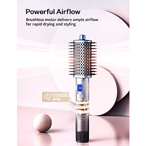 Hair Dryer, Blow Dryer Brush, Volumizer with 1300W High Speed Brushless Motor 11000 RPM, All-in-One Salon-Grade Beauty Tool, Heated Styling Brush with Negative Ions for Straight, Curly and Fluffy Hair