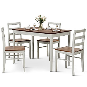 Giantex Dining Table Set for 4, Dining Room Table Set for 4, Breakfast Nook with Kitchen Table, 4 Dining Chairs, Compact Space-Saving Dinette Set for Small Space, Kitchen Table Chairs Set of 4 (Brown)