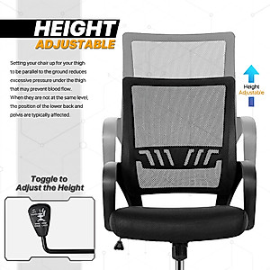 MoNiBloom Office Swivel Desk Mesh Chair, Mid Back Ergonomic Rolling Computer Task Chair with Lumbar Support, Adjustable Height/Tilt, Black