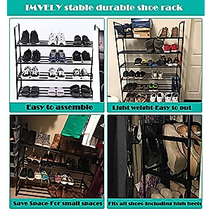 IMVELY 4-Tier Shoe Rack Organizer,16-24 Pairs Metal Shoe Rack for Closet,Shoe Stand,Shoe Shelf,Show Rack,Shoe Storage Cabinet for Entryway Bedroom Living Room Office,Black