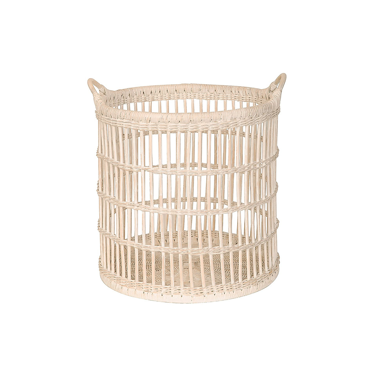 KOUBOO Rattan Open Weave Storage Basket, Large, White-Wash