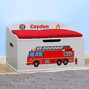 DIBSIES Personalized Creative Wonders Toy Box (Firetruck, Dream Cloud Grey)