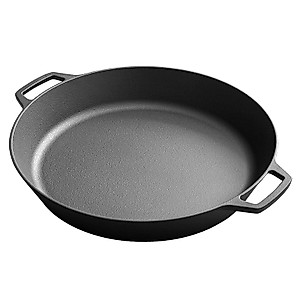 EDGING CASTING Pre-Seasoned Large Cast Iron Skillet 17 Inch, Dual Handle Outdoor Camping Frying Pan, Pizza Pan, Use for Grill, Stovetop, Induction, Oven Safe Cookware
