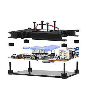 Cover Case with Cooling Fan for Orange Pi 5/5B, Aluminum Alloy Case with Silicone Heatsinks Cooling Fan