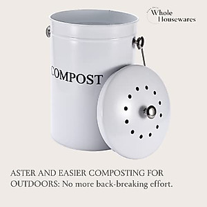 Whole Housewares Stainless Steel Kitchen Counter Compost Bin with Lid - Charcoal Filter Kitchen Countertop Composting Bin - Recycle Bins for Kitchen Scraps and Food Waste - Capacity of 1.95 Gallons