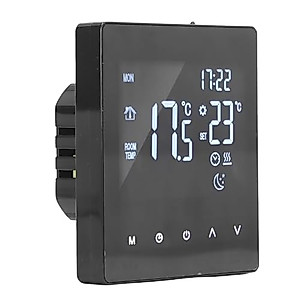 Digital Thermostat, AC90‑240V Programmable Thermostat NTC Temperature Sensor Energy Saving Versatile Double Temperature Display for Floor Heating (K2MRH3A)