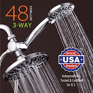 AquaDance 7" Premium High Pressure 3-Way Rainfall Combo for The Best of Both Worlds - Enjoy Luxurious Rain Showerhead and 6-Setting Hand Held Shower Separately or Together - Chrome Finish - 3328