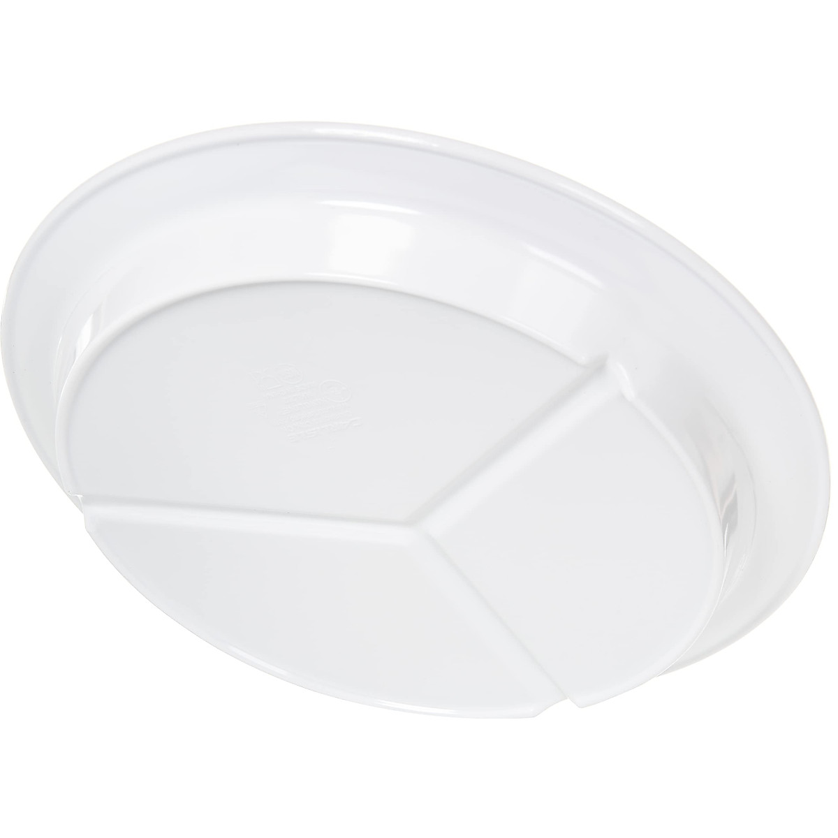 Carlisle FoodService Products Kingline Divided Plate Deep Compartment Plate with 3 Compartments for Home and Restaurant, Melamine, 8.75 Inches, White