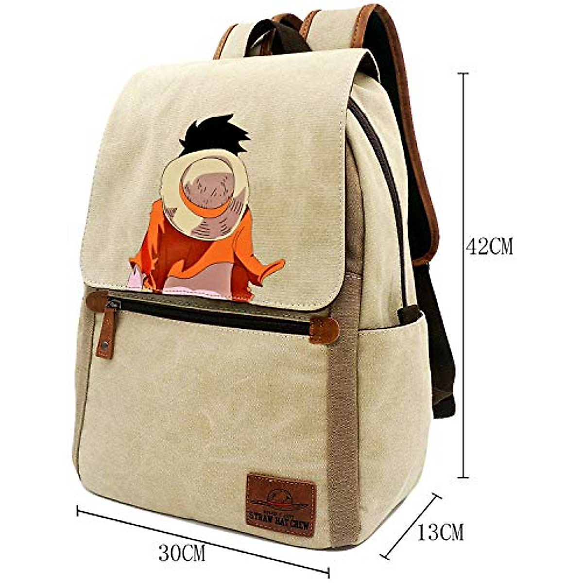 Roffatide Anime One Piece Backpack Cartoon Book Bag Casual Canvas Bag Laptop Back Pack