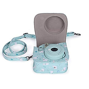 Phetium Protective Case Compatible with Instax Mini 11 Instant Camera, Soft PU Leather Bag with Pocket and Removable Shoulder Strap (Alpaca Blue)
