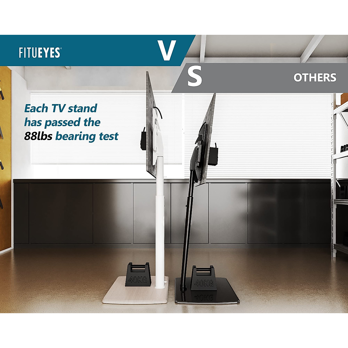 FITUEYES Swivel Floor TV Stand for 32 to 70 Inch TVs Tall Universal TV Stand Mount with Sturdy Wood Base, Space Saving for Corner Bedroom White