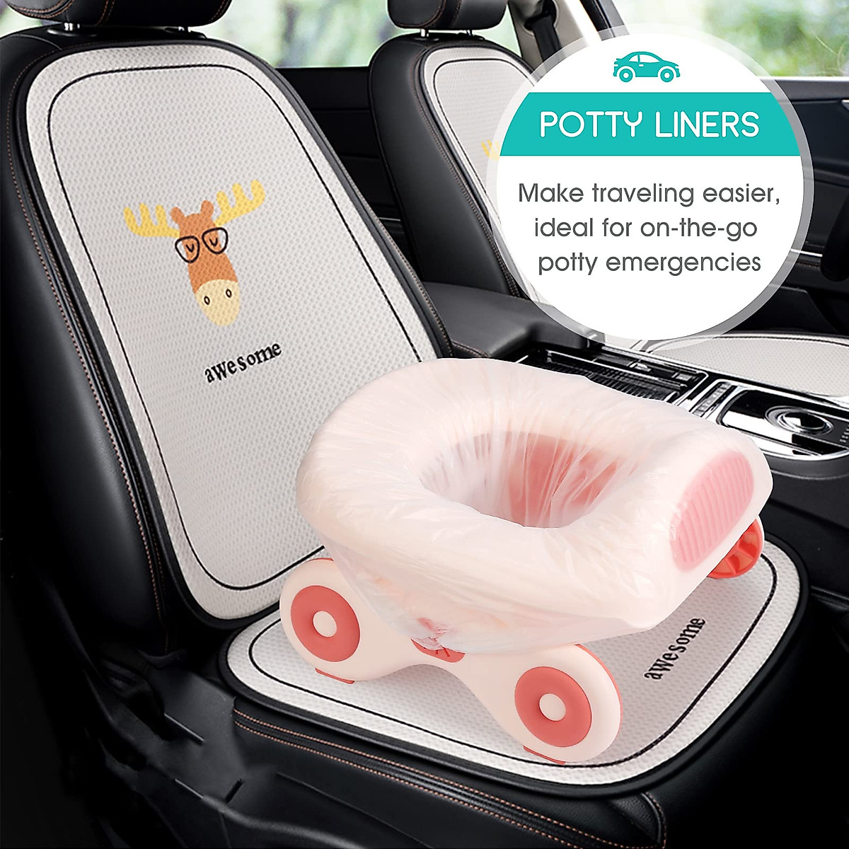 Potty Bags for Portable Toilet 80 Pack Universal Potty Chair Liners Potty Liners Disposable Trash Bags Cleaning Bags for Kids Toddlers Pets Outdoors…