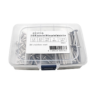 eivvia 50Pcs 1/4-20 UNC× 1/2"3/4" 7/8"1" 1-3/8"Stainless Steel 304 Cross pan Head Combination Screw