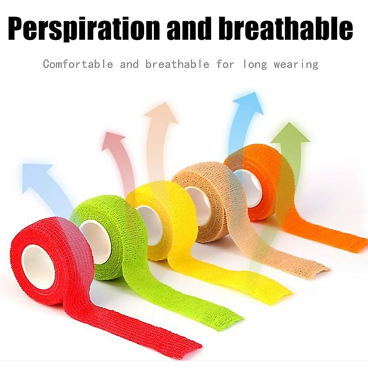 (12-Pack) 1” x 5 Yards | Self Adhesive Bandage Wrap, Kuvvfe Athletic Elastic Cohesive Bandage for Sports Injury,Strain,Knee & Wrist,Ankle Sprains & Swelling First Aid