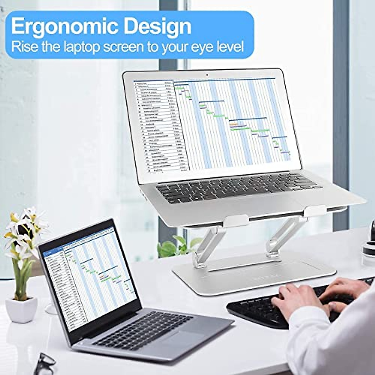 Urmust Adjustable Laptop Stand Silver+ Upgraded Version 17" Laptop Riser Silver