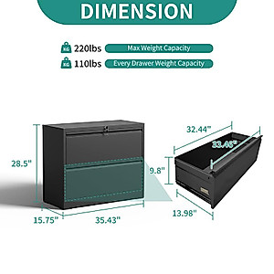 BIZOEIRON Lateral File Cabinet,Steel Storage File Cabinet for Letter/Legal/F4/A4 Size…