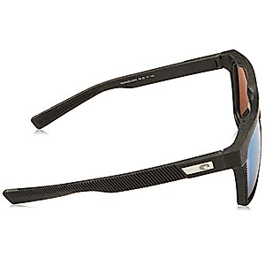 Costa Del Mar Men's Pescador Polarized Rectangular Sunglasses, Net Grey/Blue Rubber/Green Mirrored Polarized-580G, 55 mm