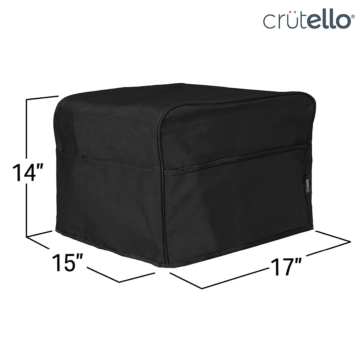 Crutello Convection Toaster Oven Cover with Storage Pockets, Large Toaster Cover - Fits Machines Up to 17 x 15 x 14 Inches - Black Toaster Ovens Countertop Cover