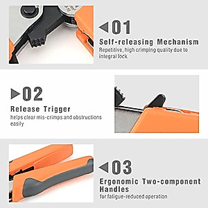 iCrimp Ferrule Crimping Tool Kit, AWG 23-10 Self-adjustable Ratchet Ferrule Crimper Plier c/w 770End Sleeve Ferrules Connector Terminals on Electrician, Contractors, Repair Support