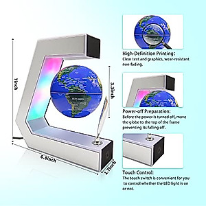 Flagest Magnetic Levitation Globe with LED Lights & Touch Control and Pen, Floating Globes for Educational Home Office Desk Bookshelf Decor, Birthday Holiday Christmas Creative Gift(3.3 Inches Globe)