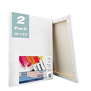 ArtSkills Stretched Canvases for Painting, 16x20 Canvas Painting Supplies for Artists, Blank Canvas Pack, 2-Pack
