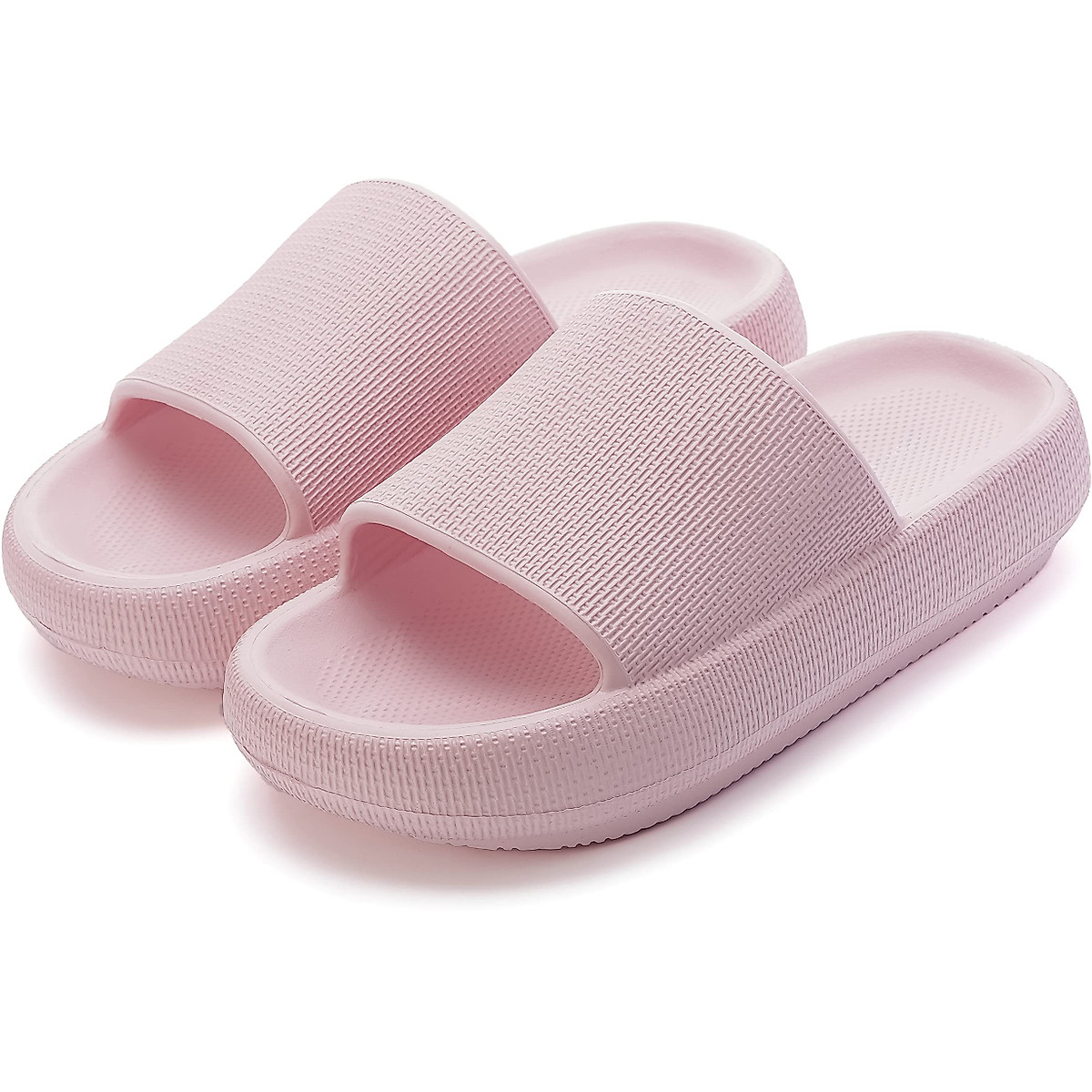 BRONAX Slides for Women Summer EVA Open Toe Pillow Slippers House Home Sandals for Indoor Ladies Soft Comfy Cushioned Thick Sole 35-36 Pink
