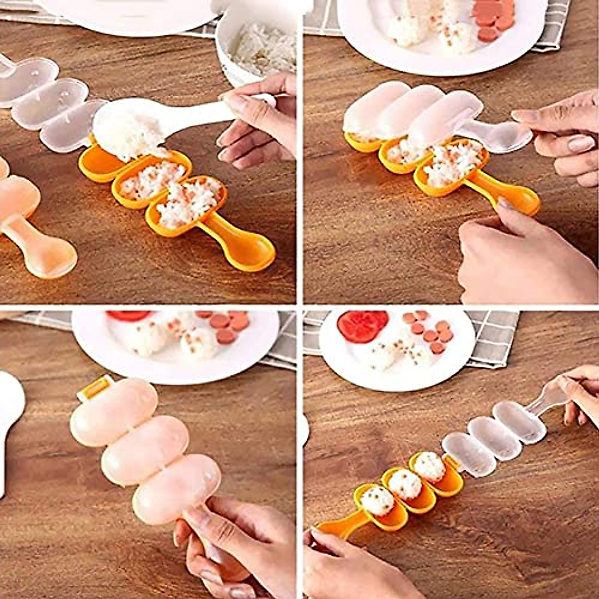 DZHT Rice Ball Molds, DIY Rice Baller Shakers Lunch Maker Mould, Onigiri Mold, Ball Shaped Kitchen Tools Food Decor for Kids, Rice Ball Mold Shaker Sushi Maker Mould with a Mini Rice Paddle (1 Set)