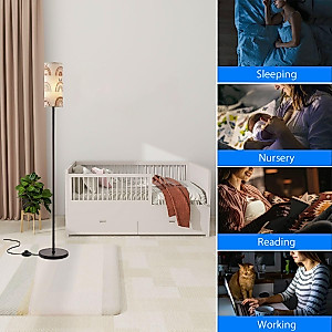 RZNTJHUINA Boho Standing Lamps Hand Drawn Collection for Nursery Decoration Rainbows Pastel Minimalist Floor Lamp Metal Pole Lamp with Linen Lampshade for Bedroom Living Room Office Nursery Reading