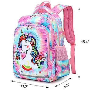 BTOOP Kids Backpack for Girls Preschool Backpacks Toddler Kindergarten School Bag with Chest Strap (Rainbow tie dye 6)