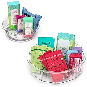 Clear Lazy Susan Organizer 12" & 9" Set - Lazy Susan for Refrigerator, Turntable for Cabinet with Removable Dividers, 12 Inch Pantry Lazy Susan, Plastic Turntable Organizer Solution - by Soveressence