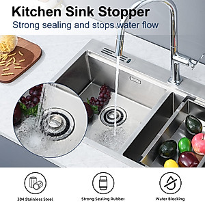 WINDALY 3 Pack of Kitchen Sink Strainer and Stopper, Sink Disposal Stopper and Basker Drain Filter Sieve, Stainless Steel and Anti-Clog, Fits Most Standard 3-1/2 Inch Kitchen Drains (L)