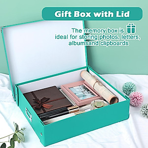 2 Pack 12“ x 12" Jumbo Photo Storage Box Fold Scrapbook Storage Box with Lid Forest Green Archival Storage Boxes Document Organizer Boxes Photo Storage Ideas For Album Keepsake 14.5" x 12.8" x 3.5"