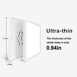 LED Flush Mount Ceiling Light Fixture, 5000K Daylight White, 12inch 24W, 3200LM, Slim Flat Panel Lighting Fixture, Square Modern Ceiling Lamp for Bedroom, Kitchen, Living Room, Closet, Stairwell