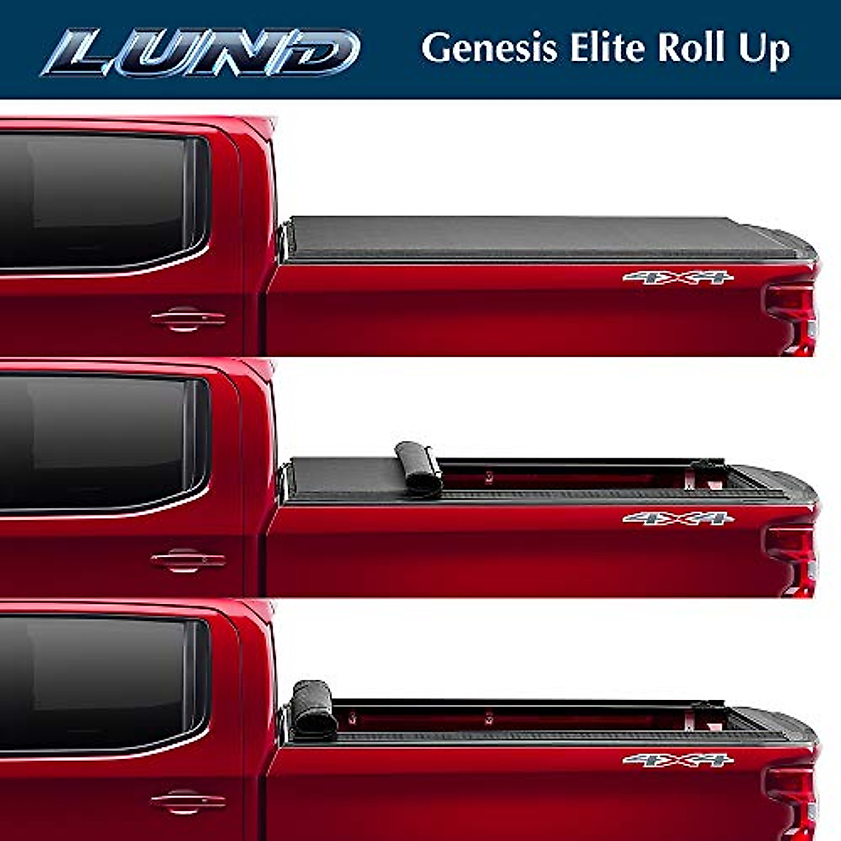 Lund Genesis Elite Roll Up Soft Roll Up Truck Bed Tonneau Cover | 96850 | Fits 2008 - 2016 Ford Super Duty 6' 10" Bed (81.8")