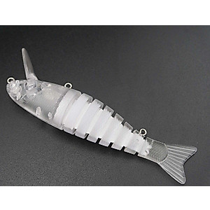 5 PCS Unpainted Lure Blanks 15.35g 10.6cm 8 Jointed Fishing Lure with Free 5mm Eye Crankbait Simulation Blank Body Clear Hard Baits Trout Salmon Minnow Lure Popper Lures Topwater Freshwater JXS2