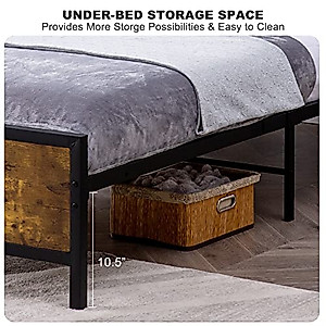GAZHOME Twin XL Bed Frame, Platform Bed with 2-Tier Storage Headboard, Solid and Stable, Noise Free, No Box Spring Needed, Easy Assembly