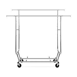 Double Rail Garment Rack with Adjustable Extendable Rails, Chrome Finish Collapsible Clothing Rack, Commercial Grade Clothes Drying Rack, Rolling Racks with Wheels