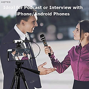 HOTEC 25 Channel UHF Handheld Wireless Microphone with Mini Portable Receiver 1/4" Output, for Church/Home Party/Karaoke/Business Meeting/Phone Recording (Black)